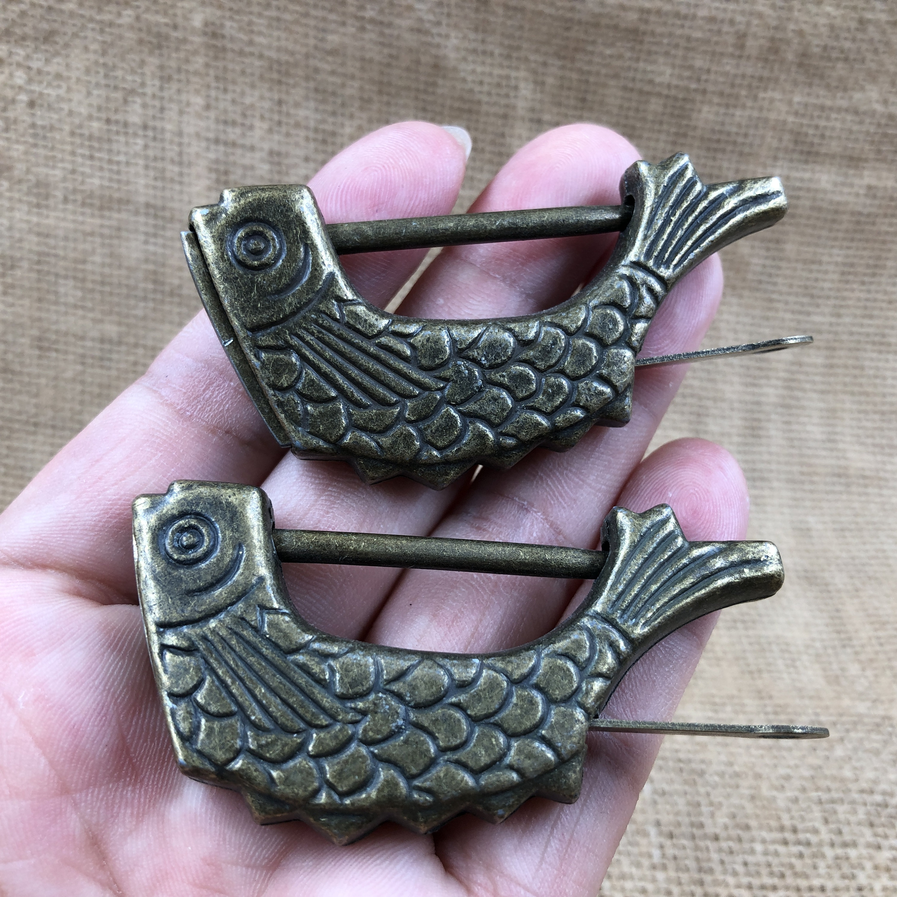 Get 2 Pic Simple Fish Locks Suitcase Brass Notebook Padlocks,small ...