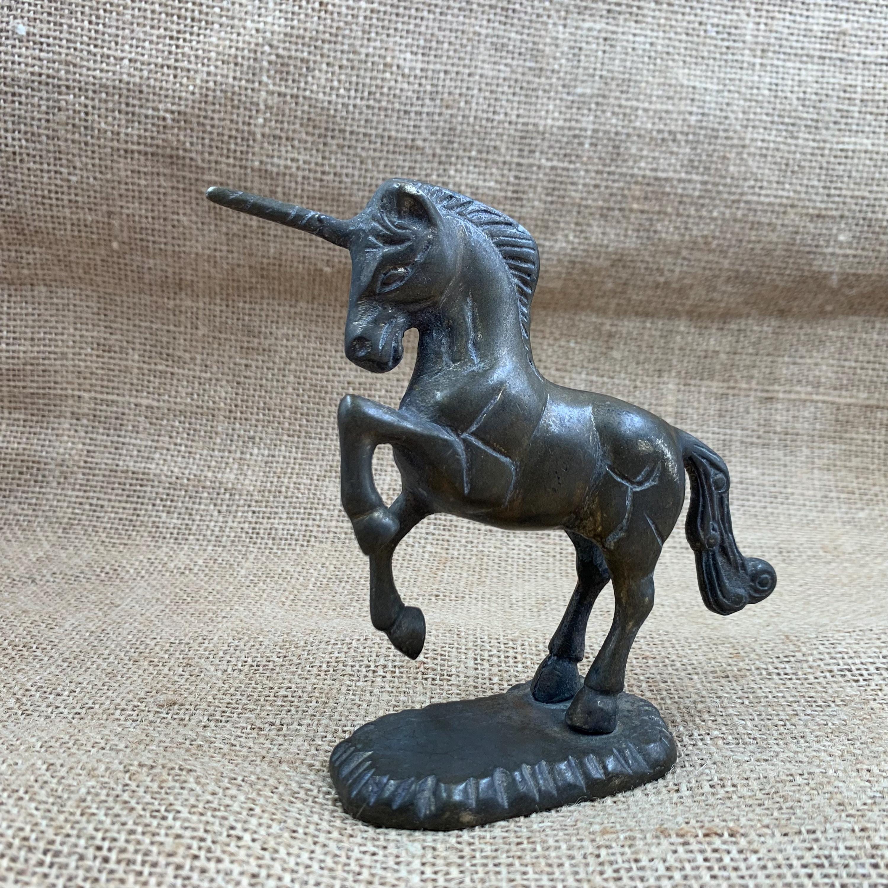 Vintage Copper Unicorn Horse Sculpture, Nordic Retro Statue for Home ...