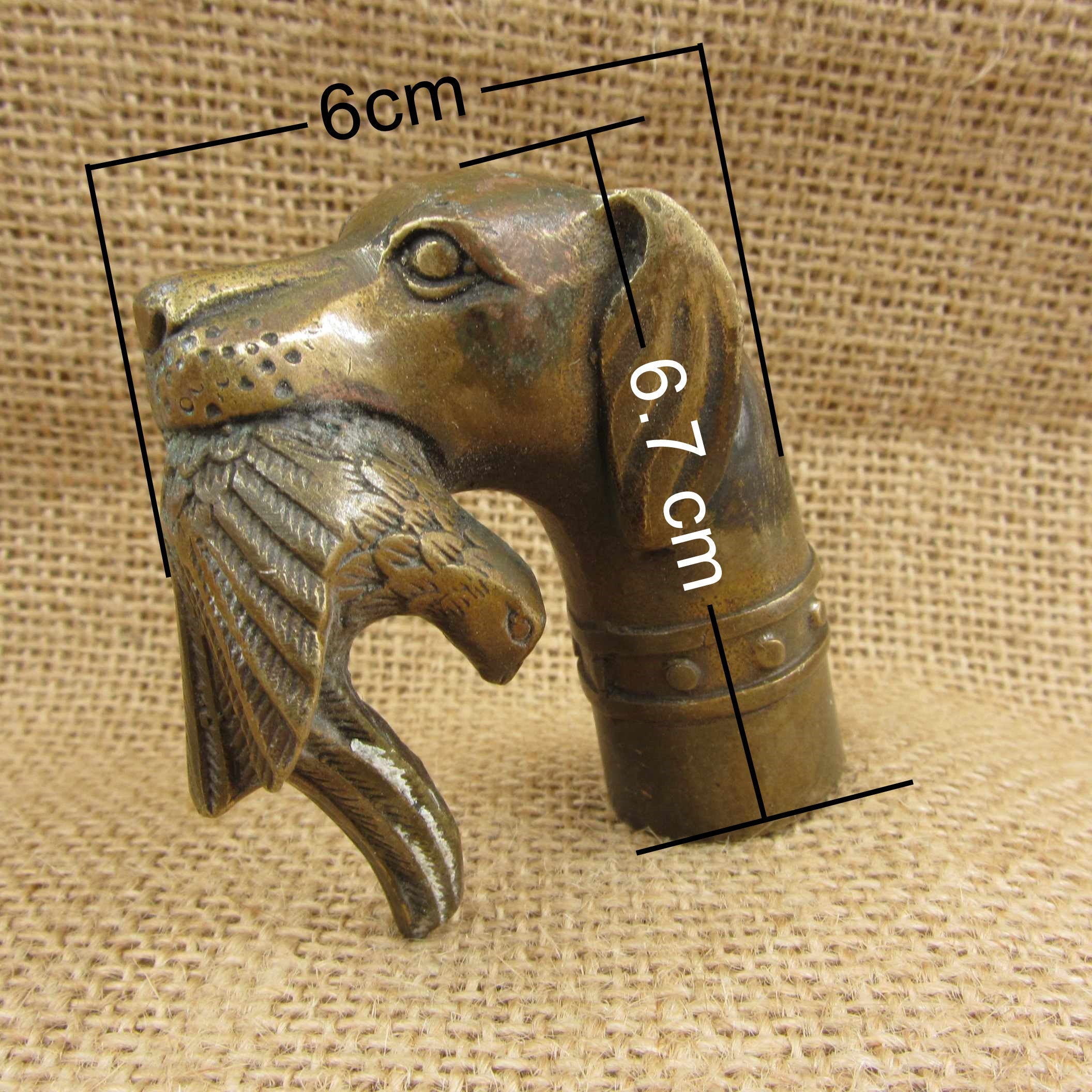 Antique Brass Hunting Dog Design Head Handle Wooden Walking Stick ...