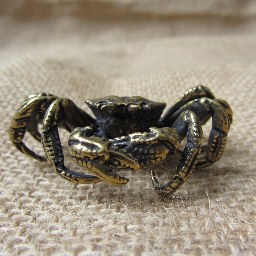Tom075 Vintage Copper Brass Cute Lucky Crab Statues Lifelike Fortune ...