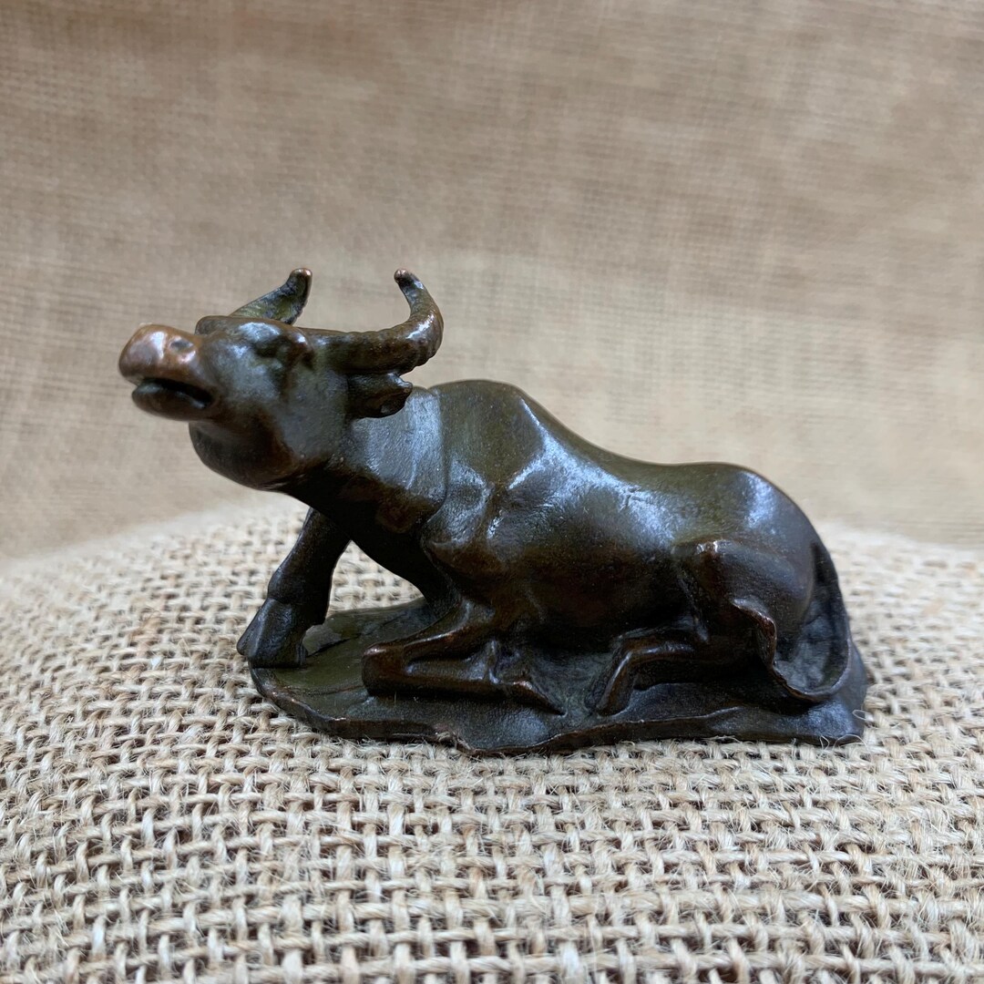 Vintage Copper Zodiac Figurines Ox Statue Sculpture Home Decor ...