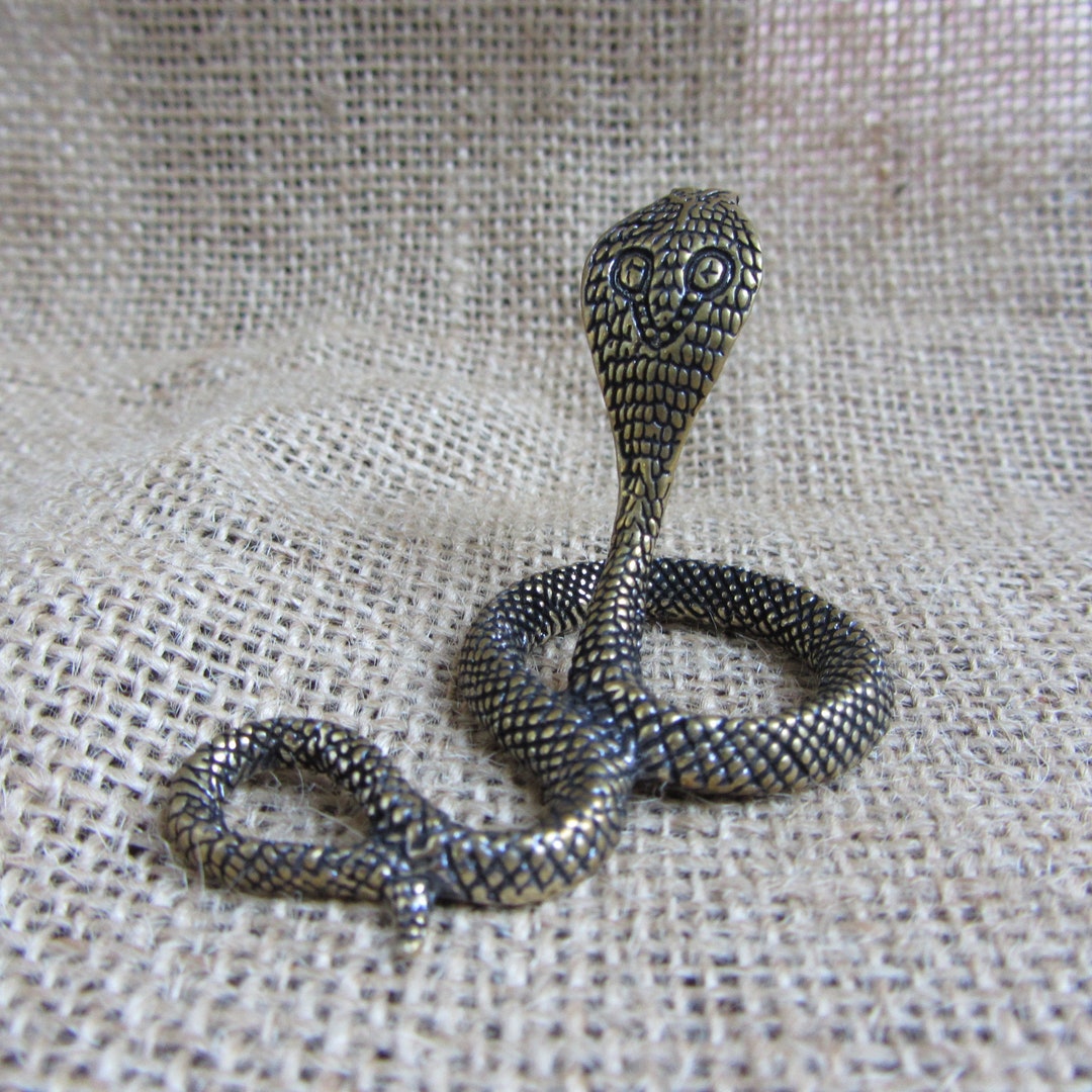 Brass Cobra Figurine Carved Fengshui Retro Animal Statue Antique ...