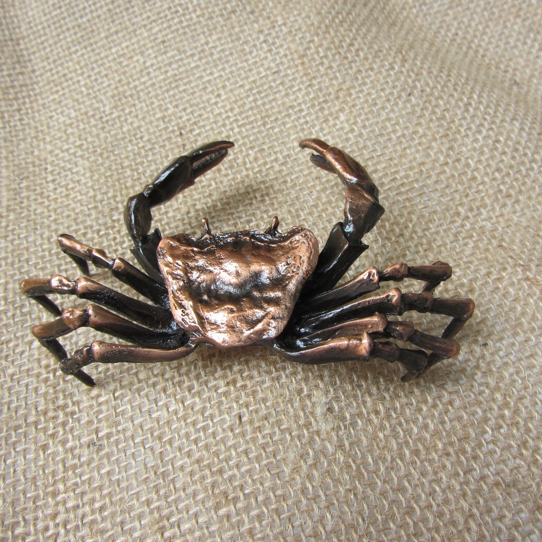 Tom084 Vintage Copper Brass Cute Lucky Crab Statues Lifelike Fortune ...
