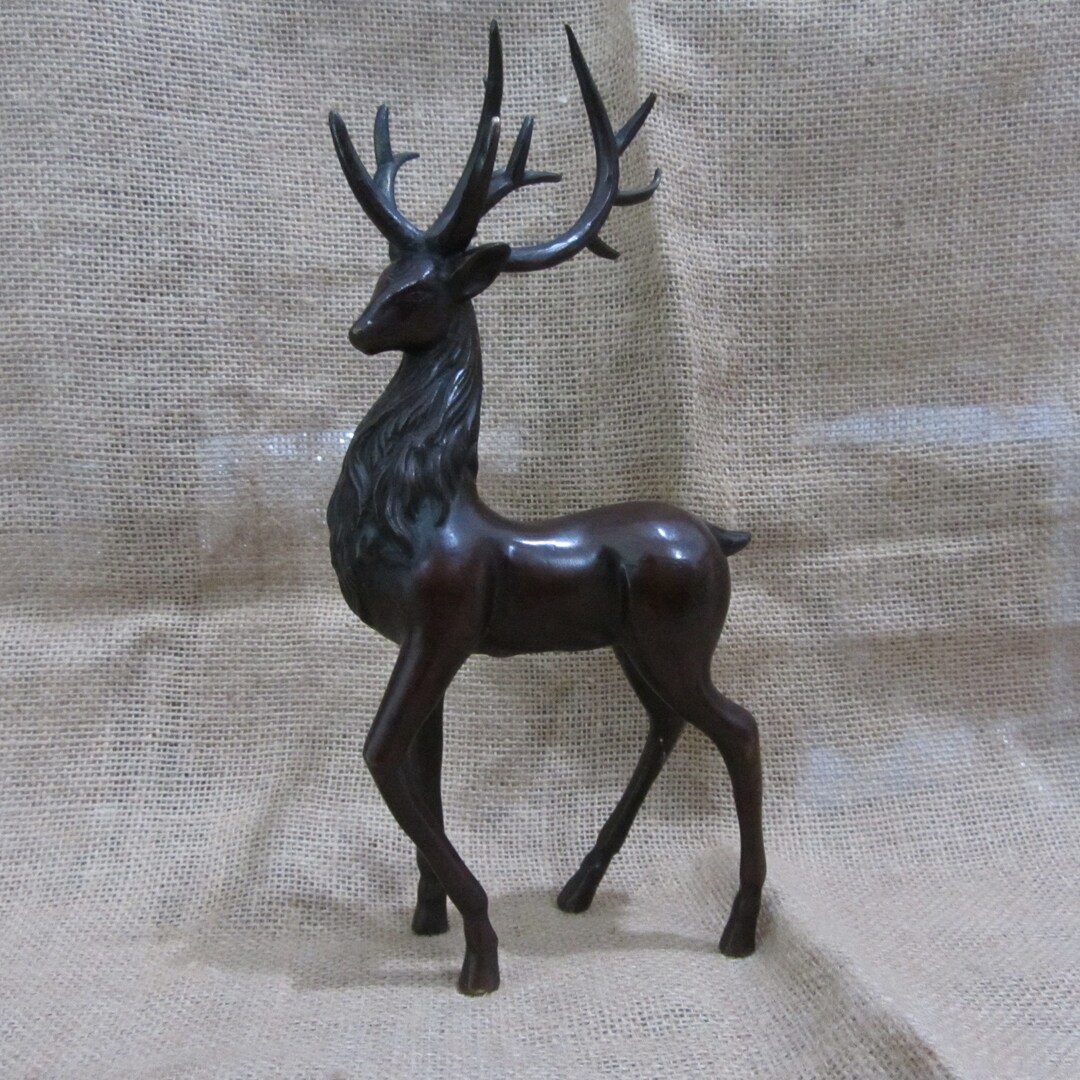 Tom3941 Red Copper Deer Statue, Carved Fengshui Animal Cute Deer ...