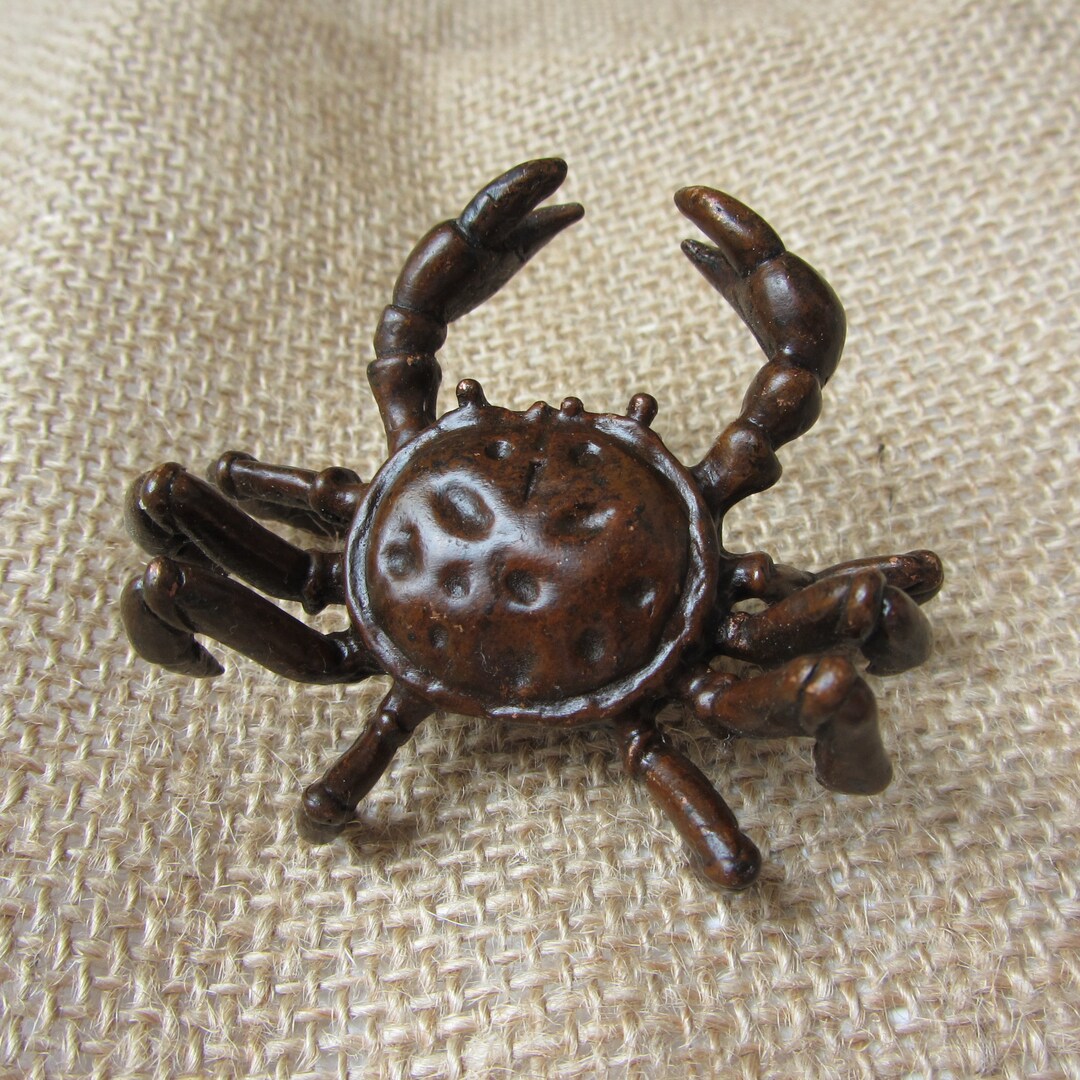 Tom078 Vintage Copper Brass Cute Lucky Crab Statues Lifelike Fortune ...