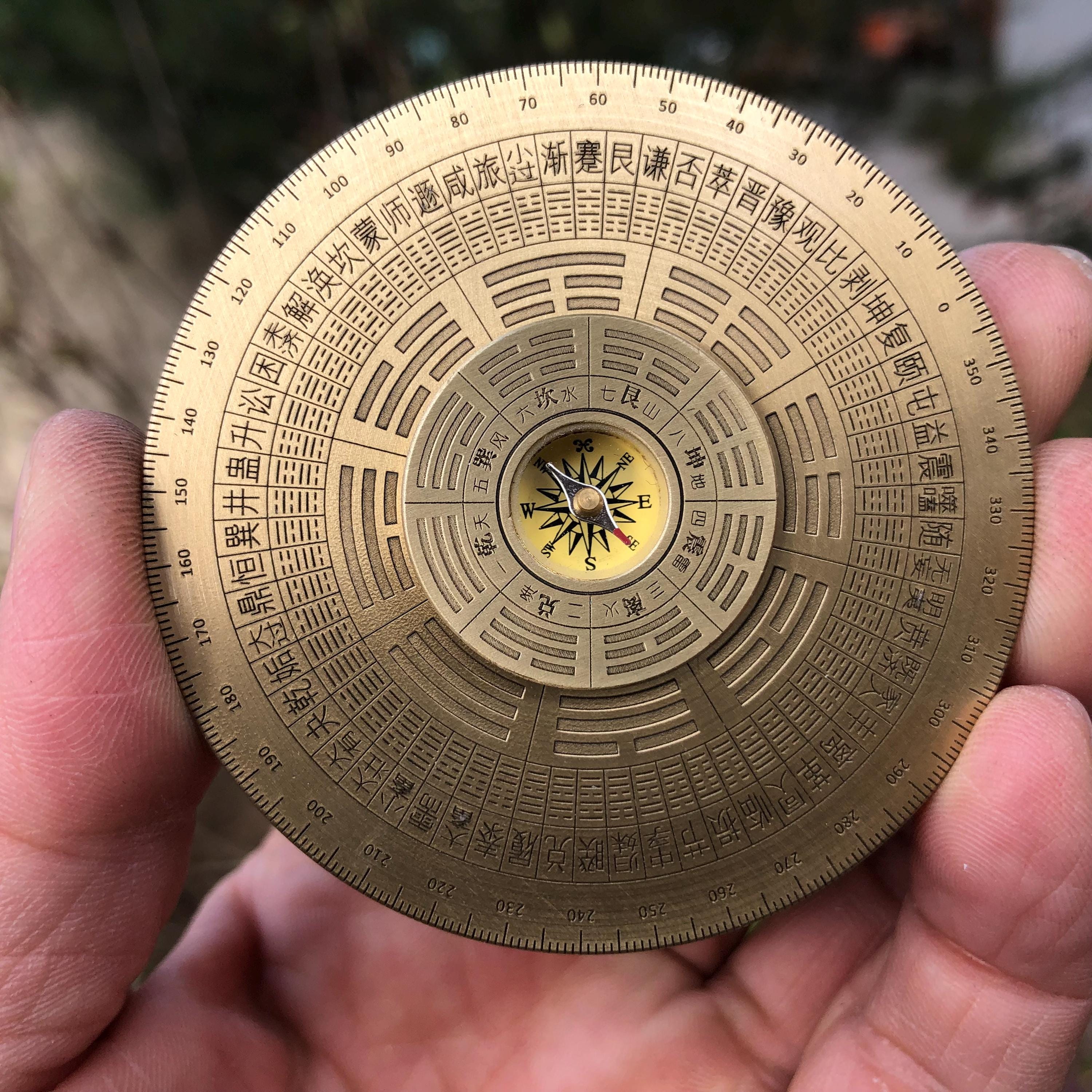 Rotatable Feng Shui Compass, Tai Chi Bagua Plate Copper Round Eight ...