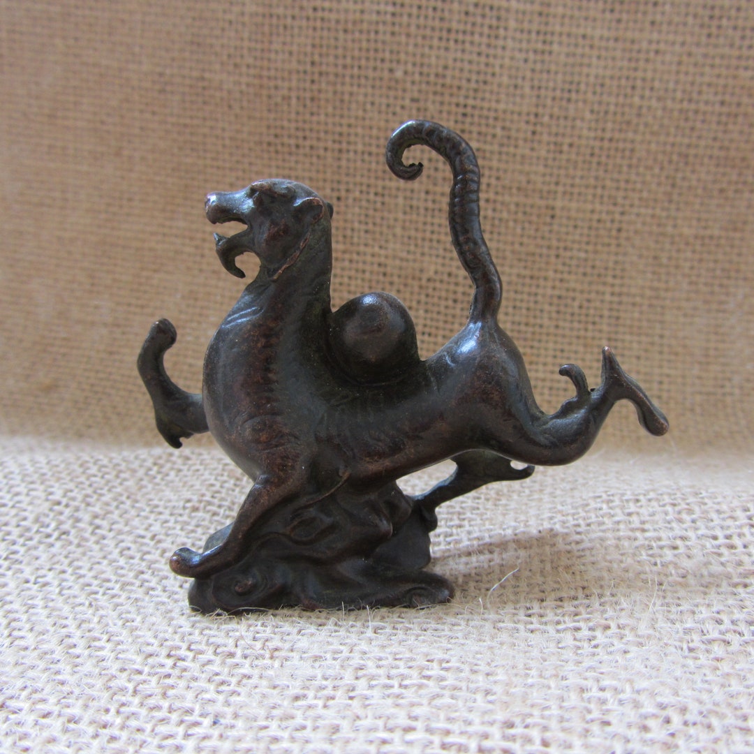 Tom363 Copper Dragon Tatue, Carved Fengshui Animal Dragon Antique ...