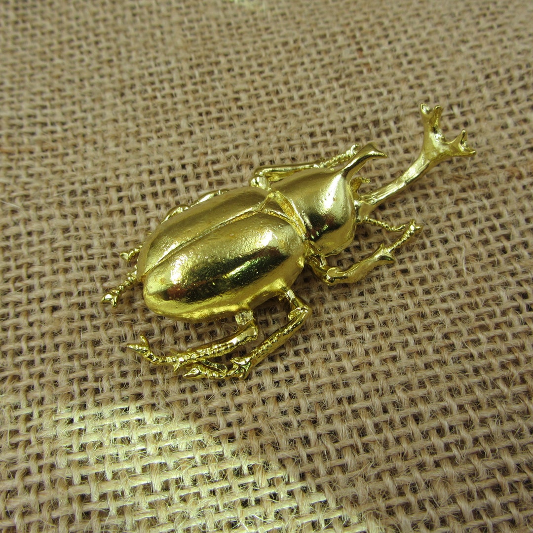 Tom188get 2 Brass Copper Gilt Gold Uang Unicorn Beetle Figurine Insect ...