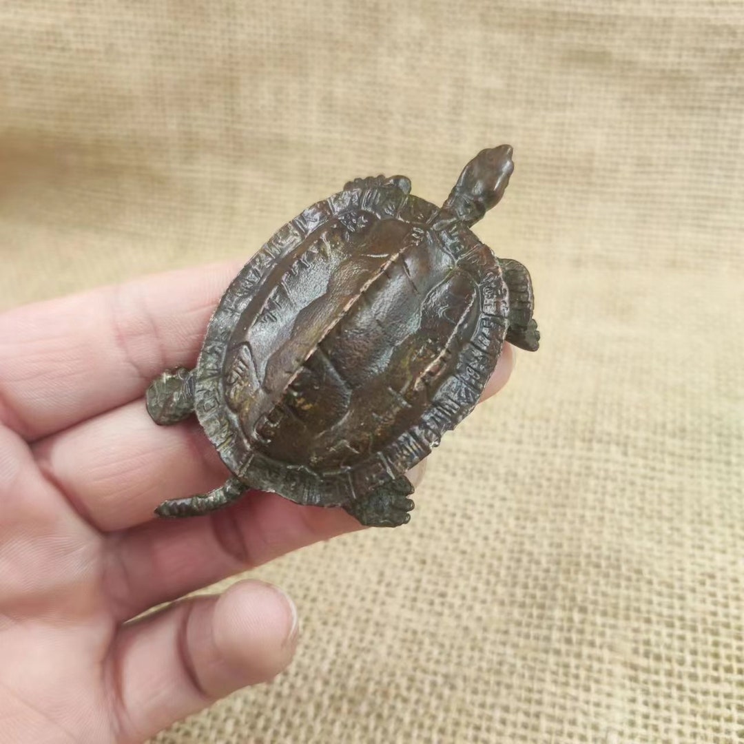 Small Cute Vintage Copper Turtle Statue, Collectibles Figures for Home ...