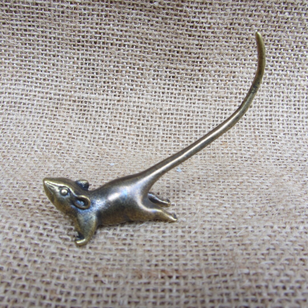 Brass Long Tailed Rat Ornament Retro Mini Animal Statue Brass Tea Pet ...