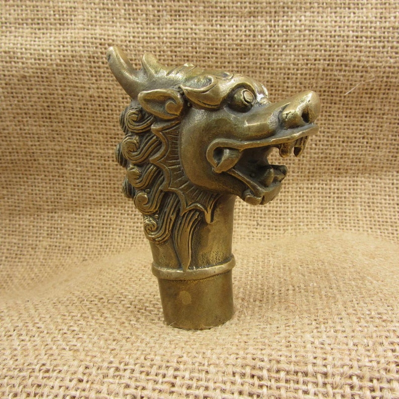 Antique Brass Dragon Design Head Handle for Wooden Walking Stick Cane ...