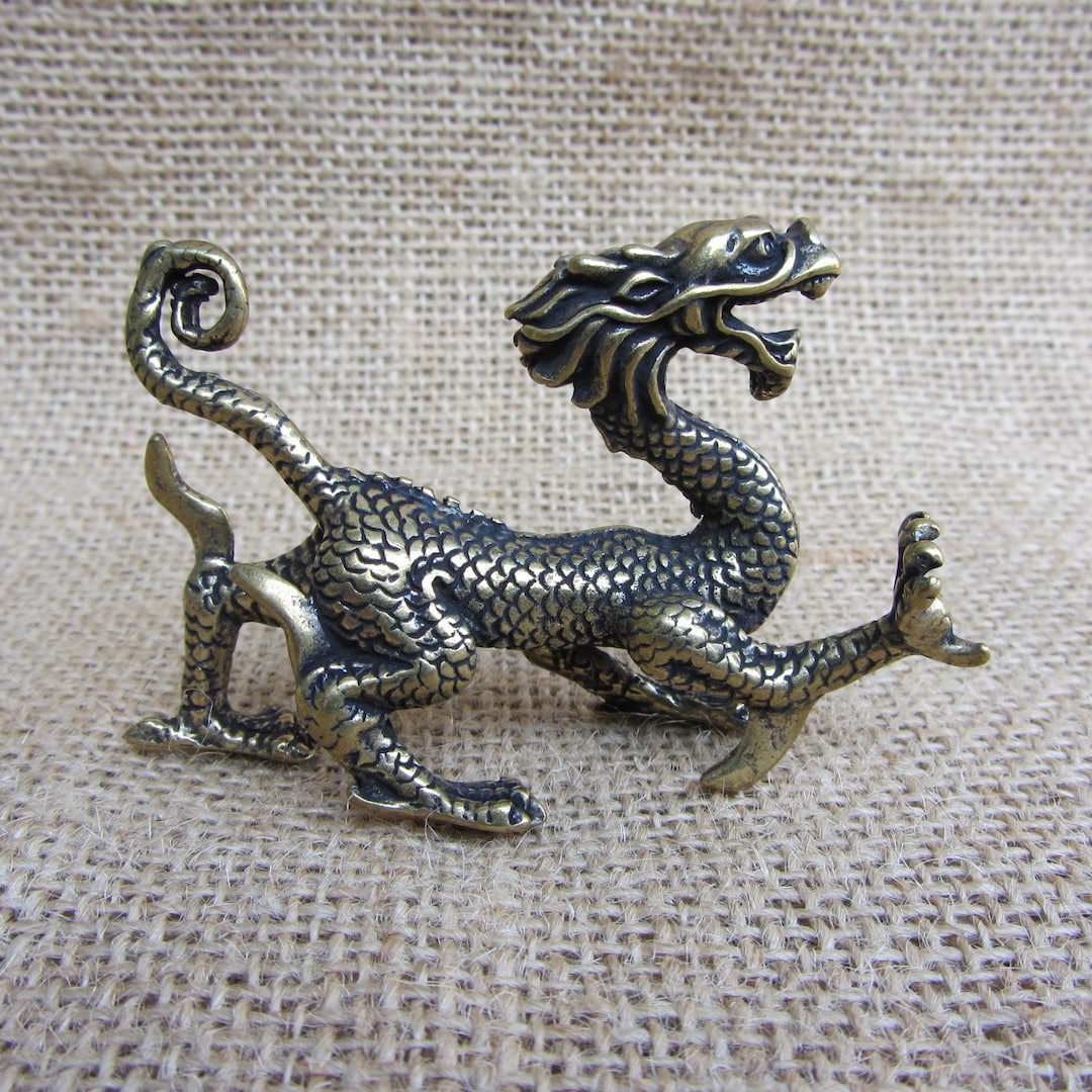 TOM2331 Vintage Small Dragon Statue Brass Magical and Noble Copper ...