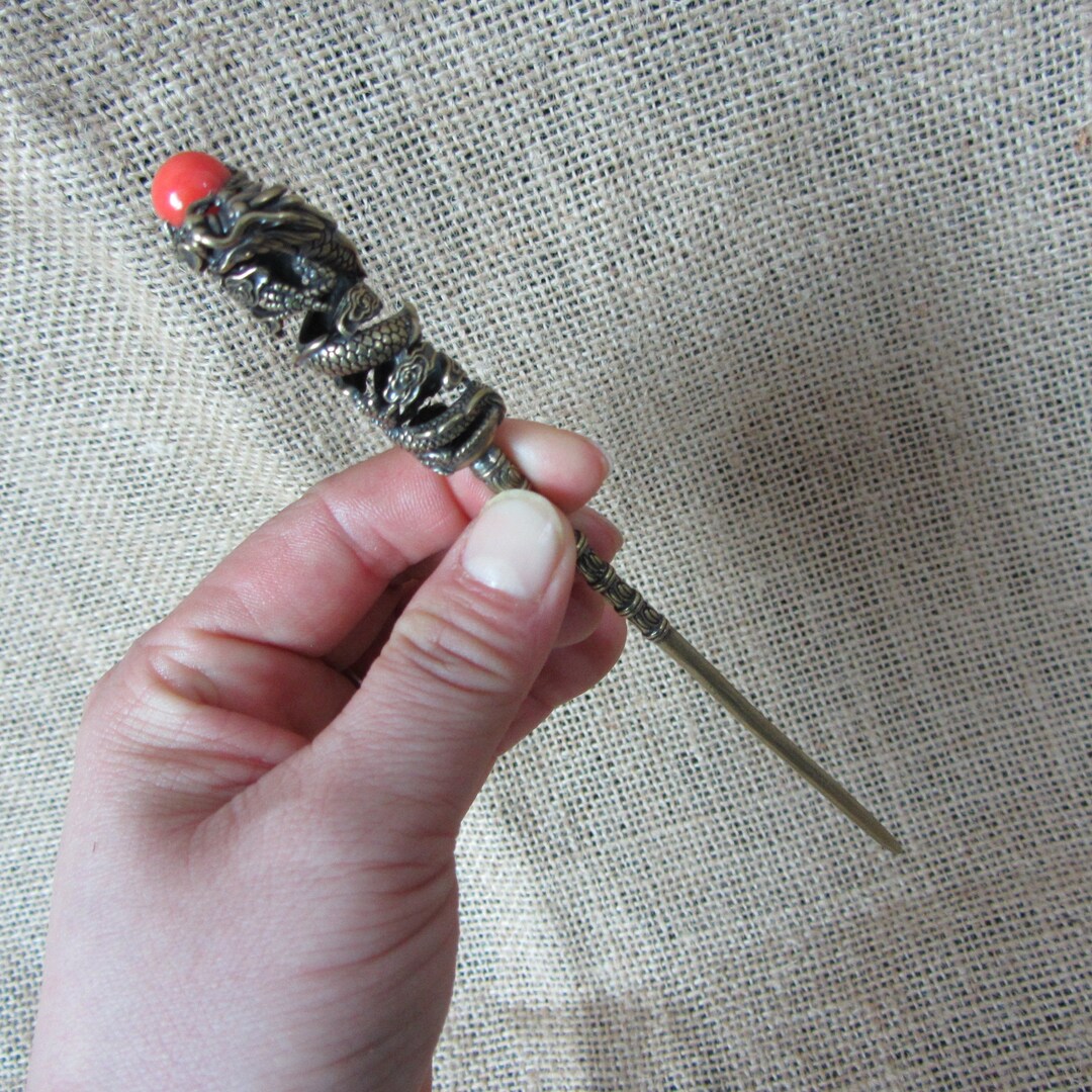 Old Copper Japanese Collectible Vintage Hairpin, Retro Antiqued Brass ...