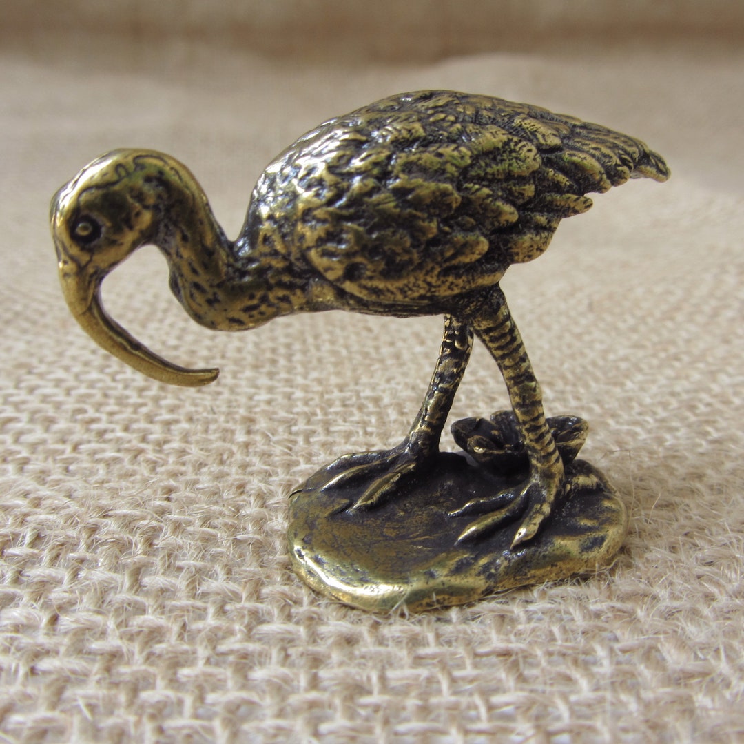 Bronze Brass Copper Animal Statuette Bird Ibis Miniature Statue ...