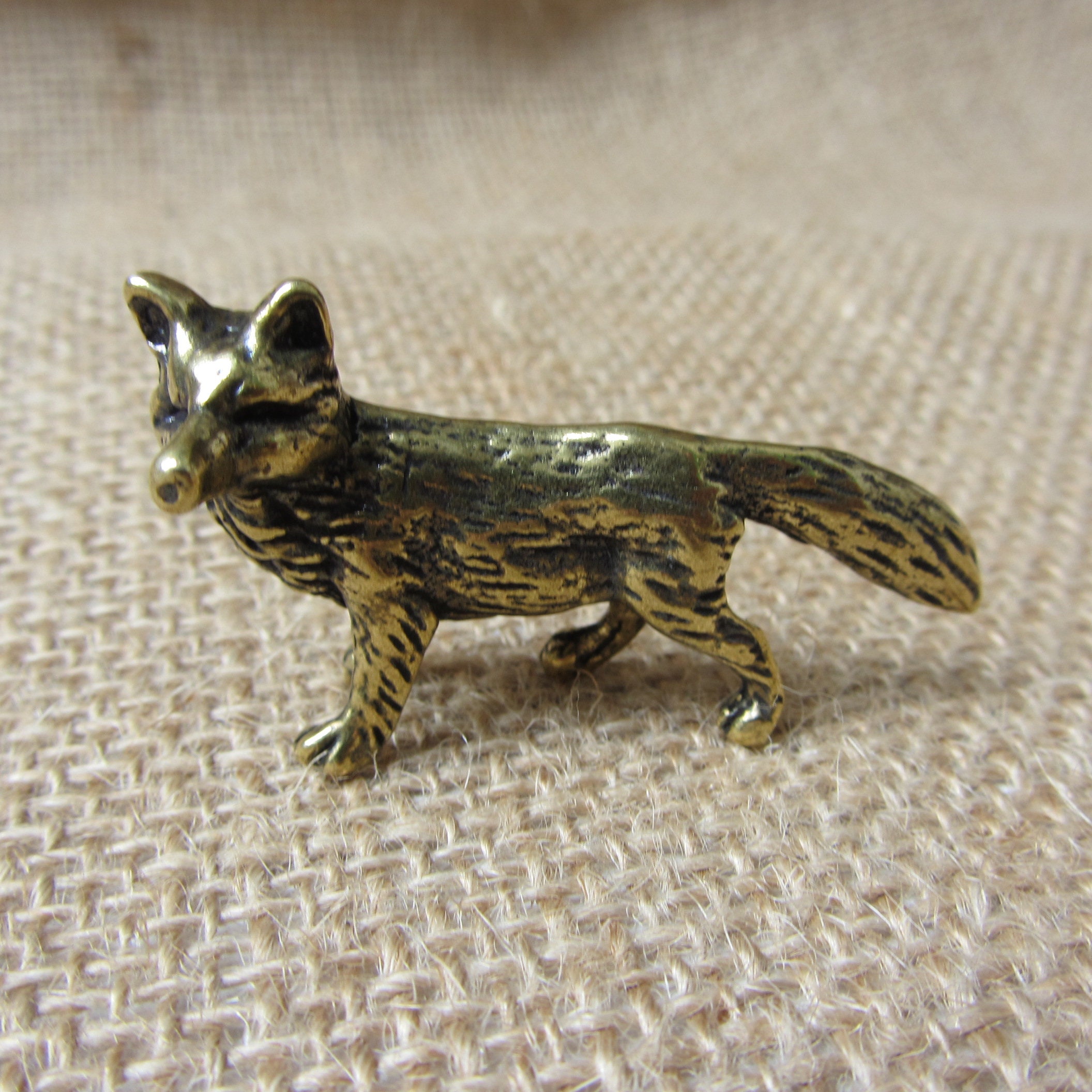 Brass Fox Figurine Tiny Retro Animal Good Luck Housewarming - Etsy ...