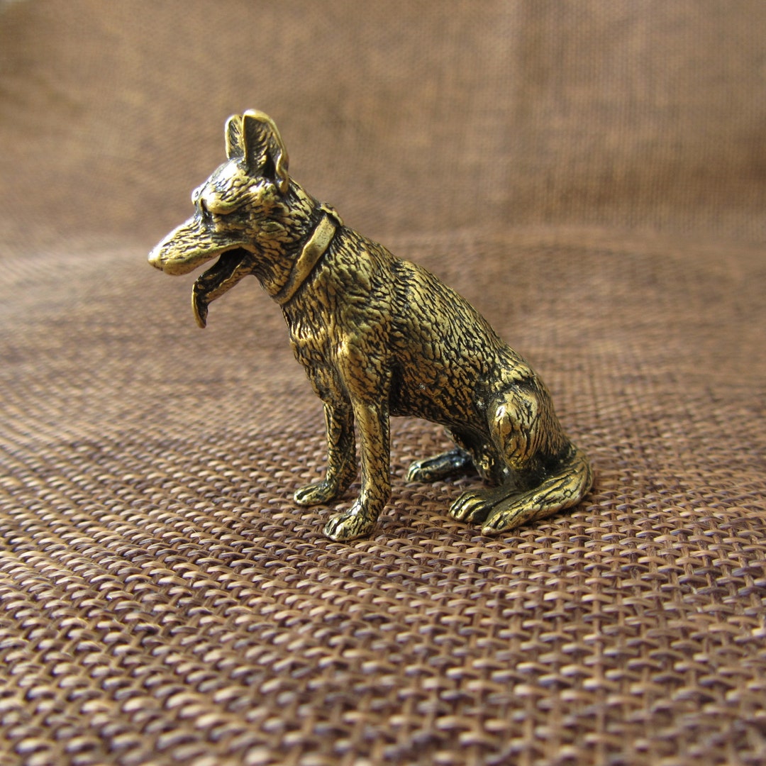 Get 2 Brass Small German Shepherd Dog Figurine Tiny Retro Animal, Good ...