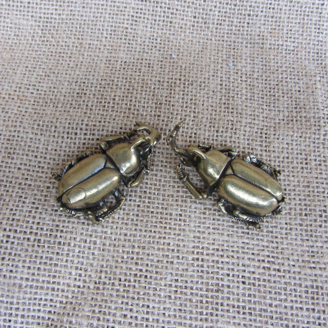 Get 2 Brass Beetle Figurine Statuette Uang Rhinoceros Beetle - Etsy