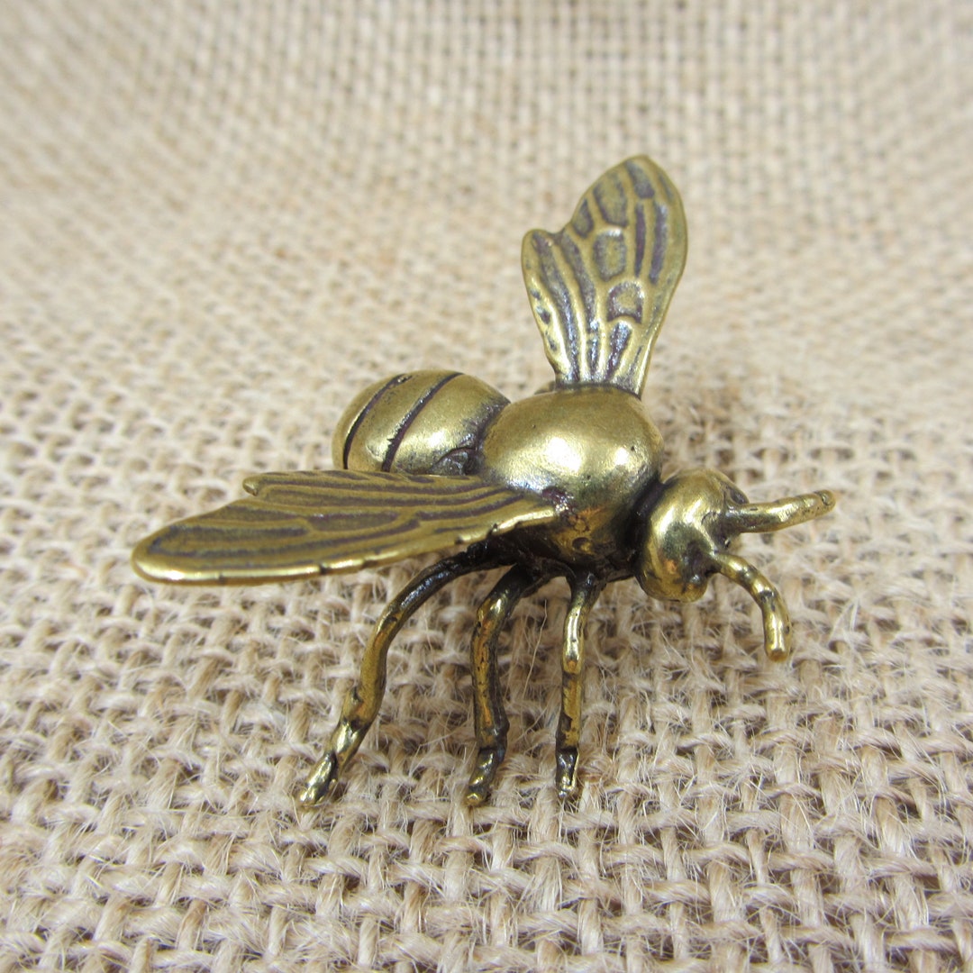 2 Pcs Brass Honey Bee, Mini Brass Bees Figurine, Small Vintage ...