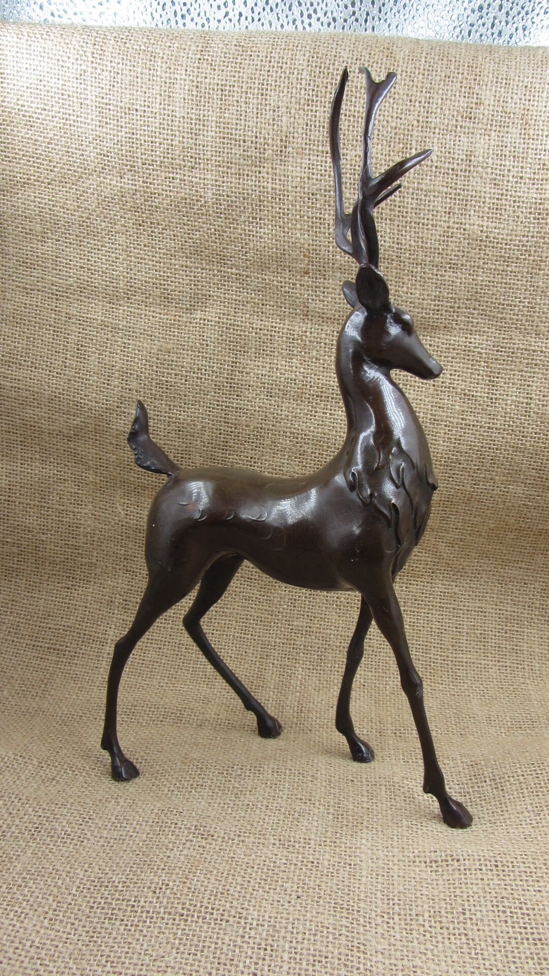 Nice High Quality Red Copper Deer Statue Fengshui Animal Big Standing ...