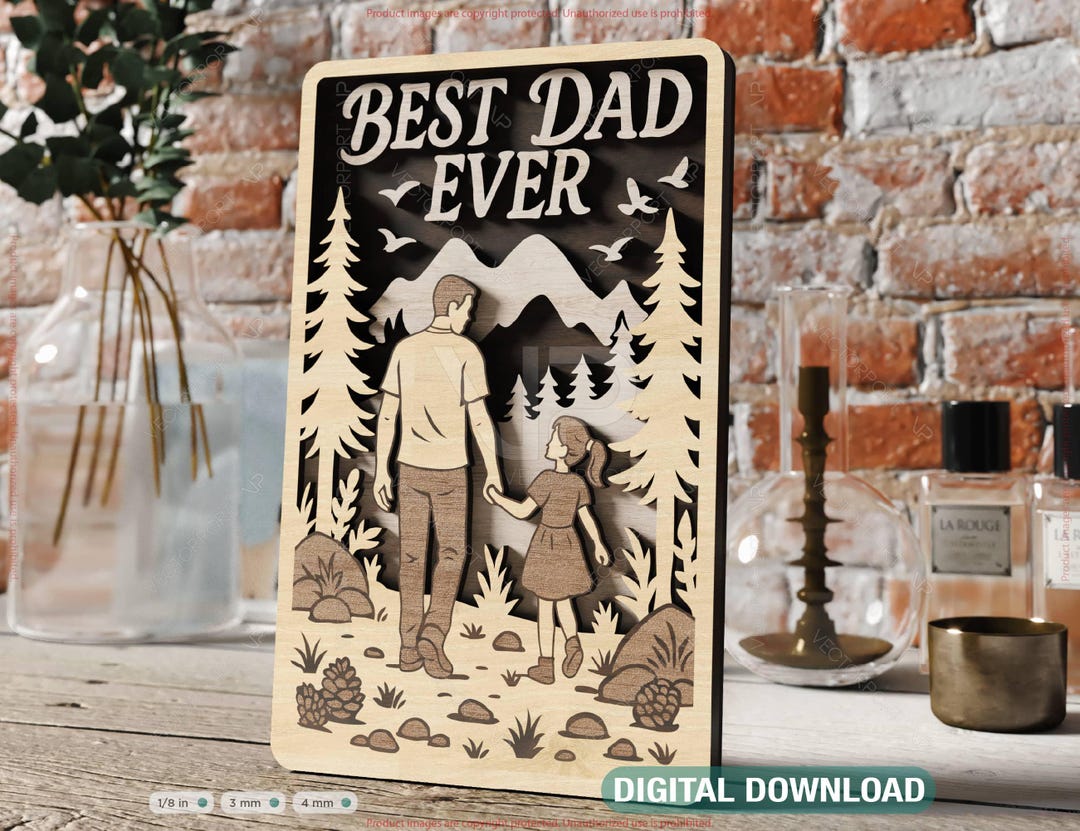 3D Father and Son / Daughter Laser Cut Scene – Layered Father's Day ...