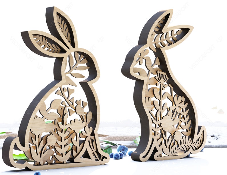 Easter Laser Cut Files Rabbits SVG Layered Bundle Floral - Etsy UK
