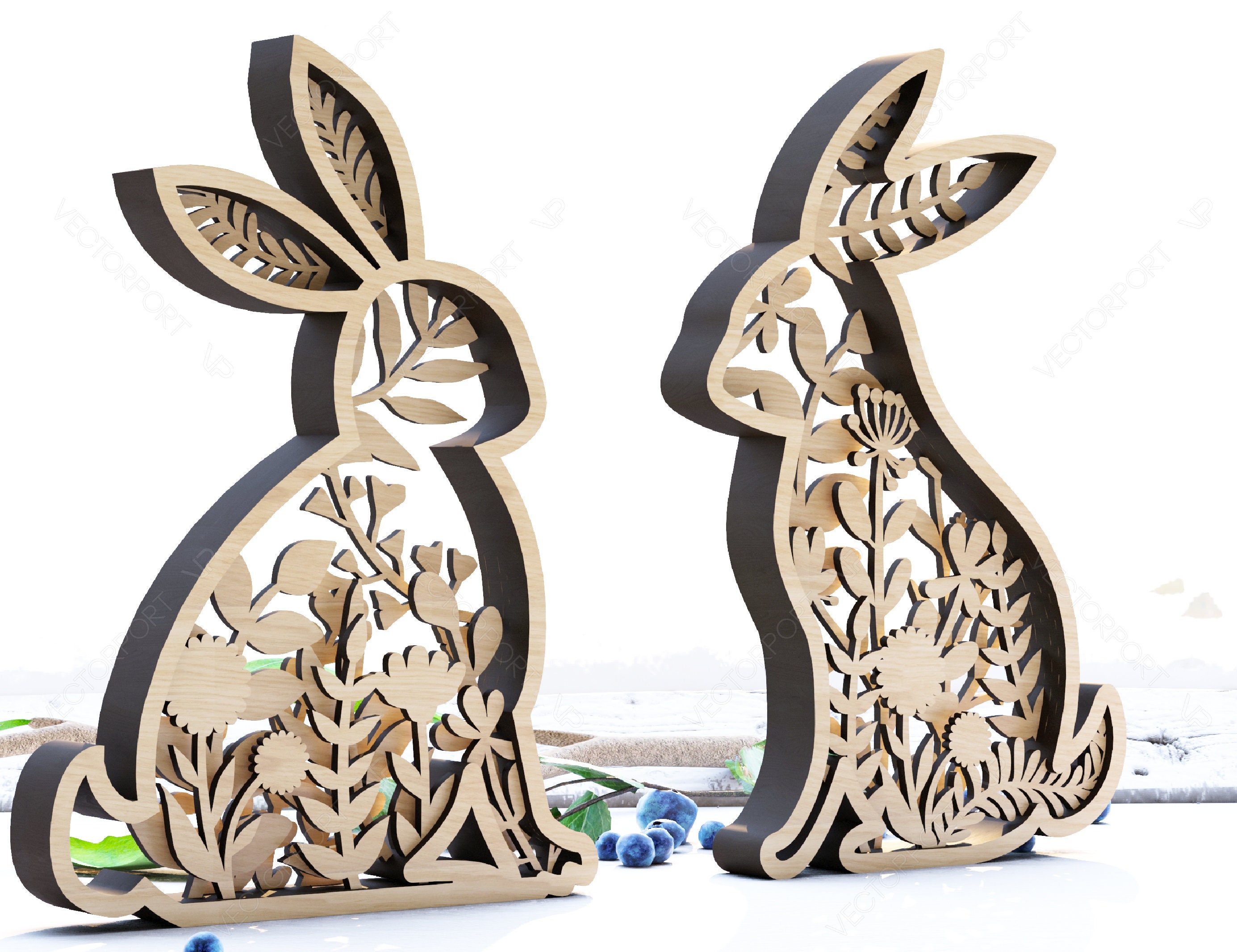 Easter Laser Cut Files Rabbits SVG Layered Bundle Floral - Etsy