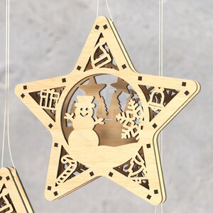 Star Shape Christmas Tree Decorations Craft Hanging Bauble Snowy Scene ...
