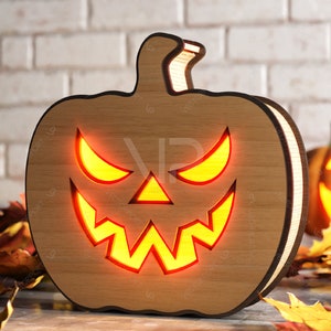Halloween 3D Pumpkin Night Lamp Laser Cut File Light Box Pumpkin Led ...