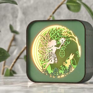 Easter Magic: Square Table Lamp With Bunny and Fairy Silhouettes - LED ...