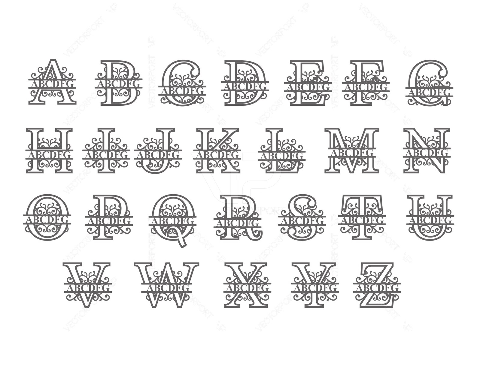 Floral Split Regal Monogram Alphabet Letters Laser Cut Name Sign ...