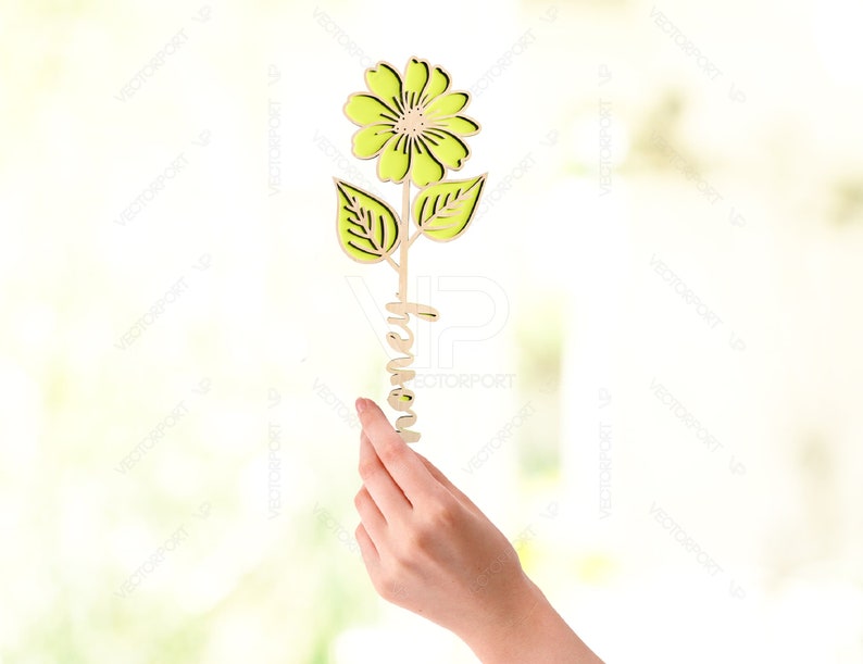 Flower Laser Cut Out Art Gift Day Acrylic Wood Personalized Flower With ...