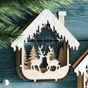 House Shape New Year Theme 3D Christmas Ornament Set Tree Decorations ...