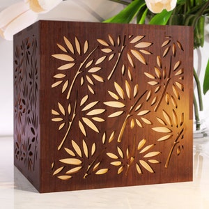Tree Flowers Candle Holder Laser Cut With Leaves Lamp Wood Tea Light ...
