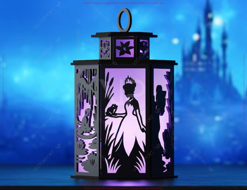 Princess Tiana & the Frog Tealight Lantern | Fairy Tale Silhouette ...