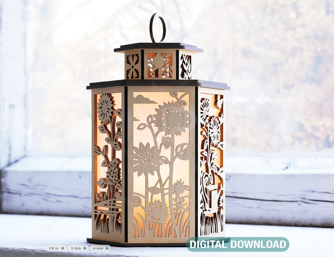 Sunny Delight: Sunflower Lantern - Laser Cut Tealight Candle Holder ...