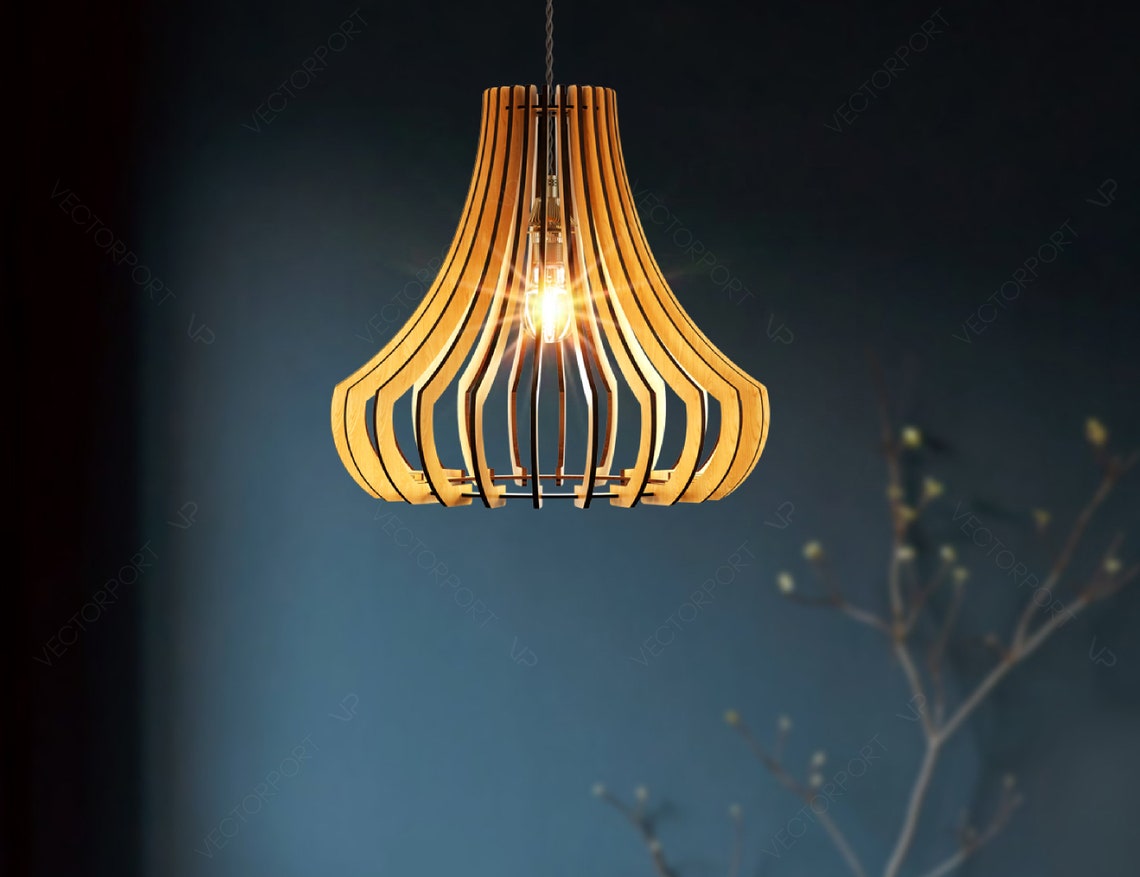 Round Modern Wood Pendant Light Chandelier Lamp Lampshade - Etsy UK