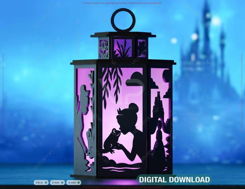 Princess Tiana & the Frog Tealight Lantern | Fairy Tale Silhouette ...