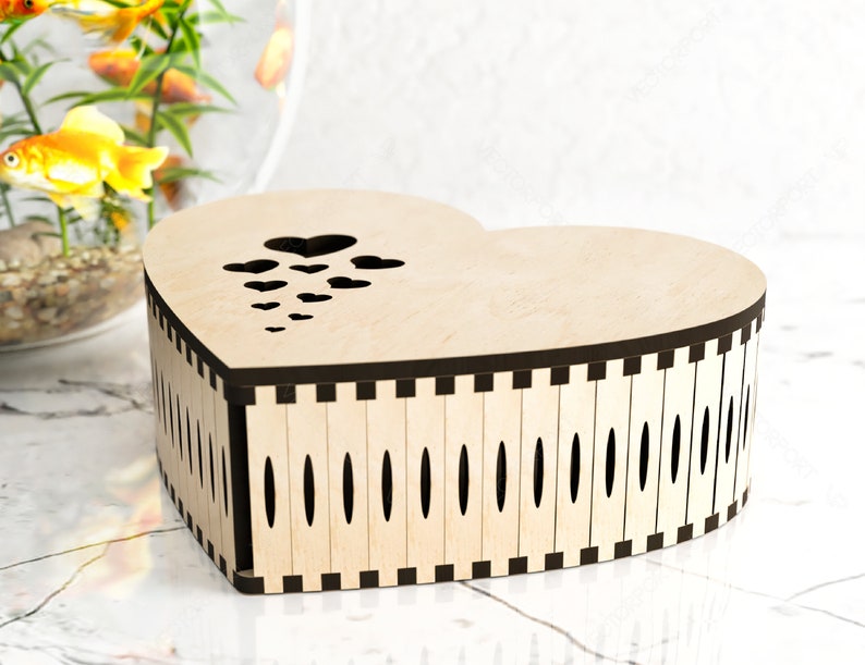 Heart Shaped Wooden Gift Box Jewelry Laser Cut Box Template - Etsy