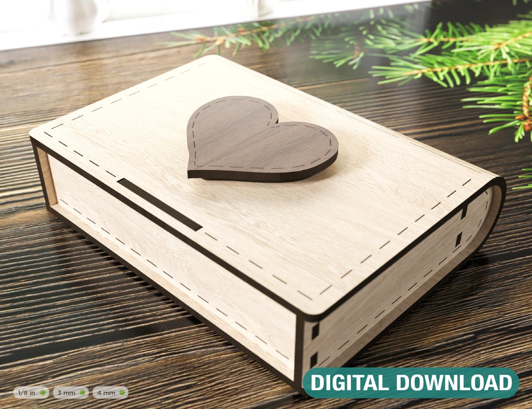Book Shape Wooden Gift Box With Lock Laser Cut Card Case Favor Box ...