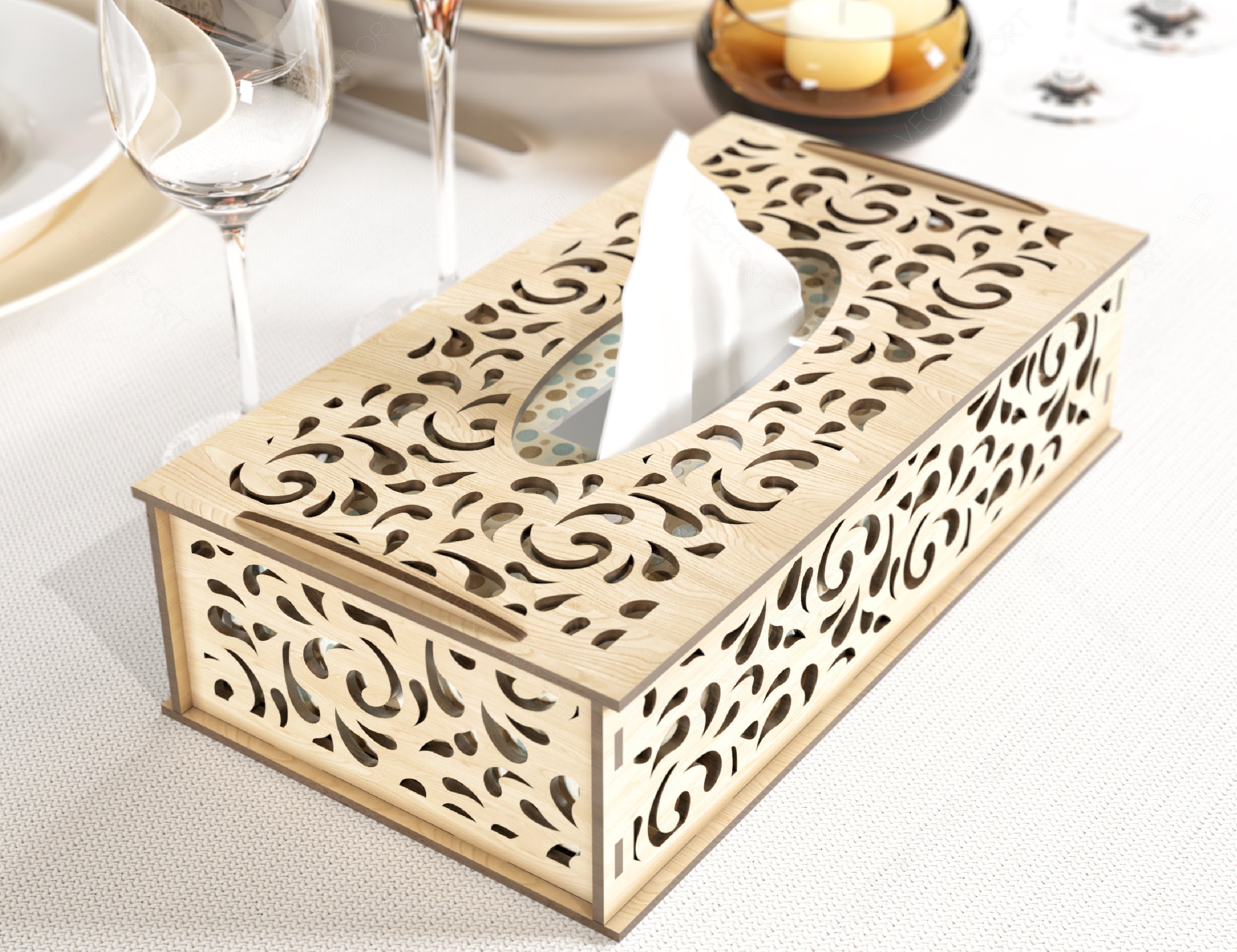 Flowers Decorative Laser Cut Tissue Box Heart Shape Tabletop - Etsy