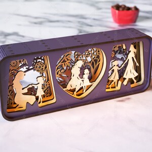 Mom & Daughter Shadow Box SVG, Standing Mom and Daughter Multilayer ...