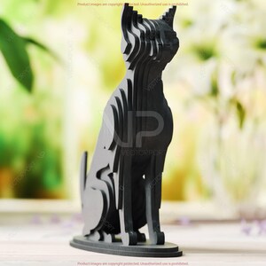Cat Standing 3D: Laser Cut Wooden Cat Tabletop Multilayer Décor SVG ...