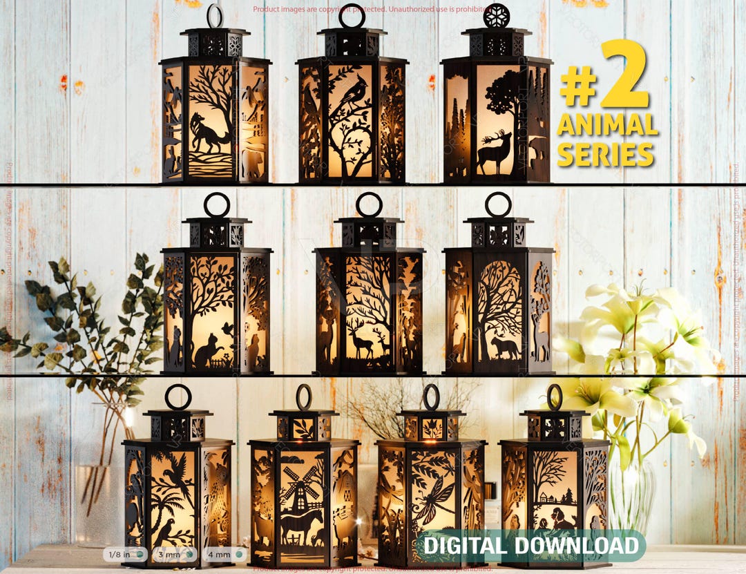 Wildlife Lantern Bundle - Nature-inspired Lamp Series #2 Laser Cut ...