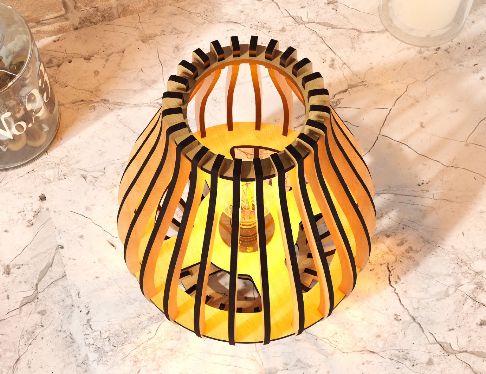 Modern Table Lamp Laser Cut Lampshade Plywood Cut Files - Etsy