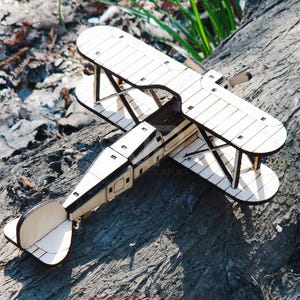 3D Retro Biplane Aircraft Vintage Airplane Laser Cutting Digital ...