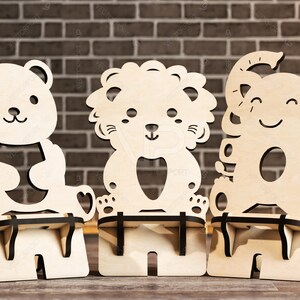 Phone Stand Cute Elephant, Lion & Bear Laser Cut Mobile Stand Cell ...