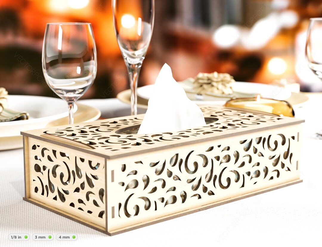 Flowers Decorative Laser Cut Tissue Box Heart Shape Tabletop - Etsy