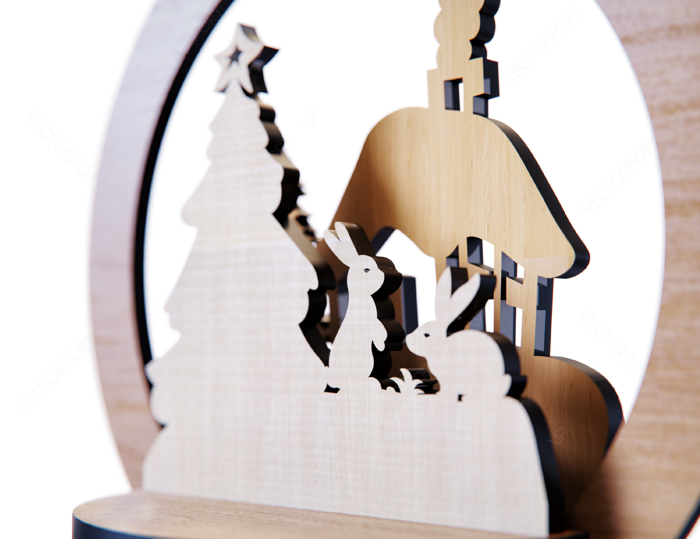 Tree Bear Bauble Wood 3D Laser Cut Christmas Ball Ornament - Etsy