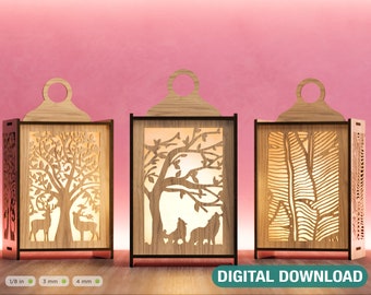 Tree Flowers Candle Holder Laser Cut With Leaves Lamp Wood Tea Light ...