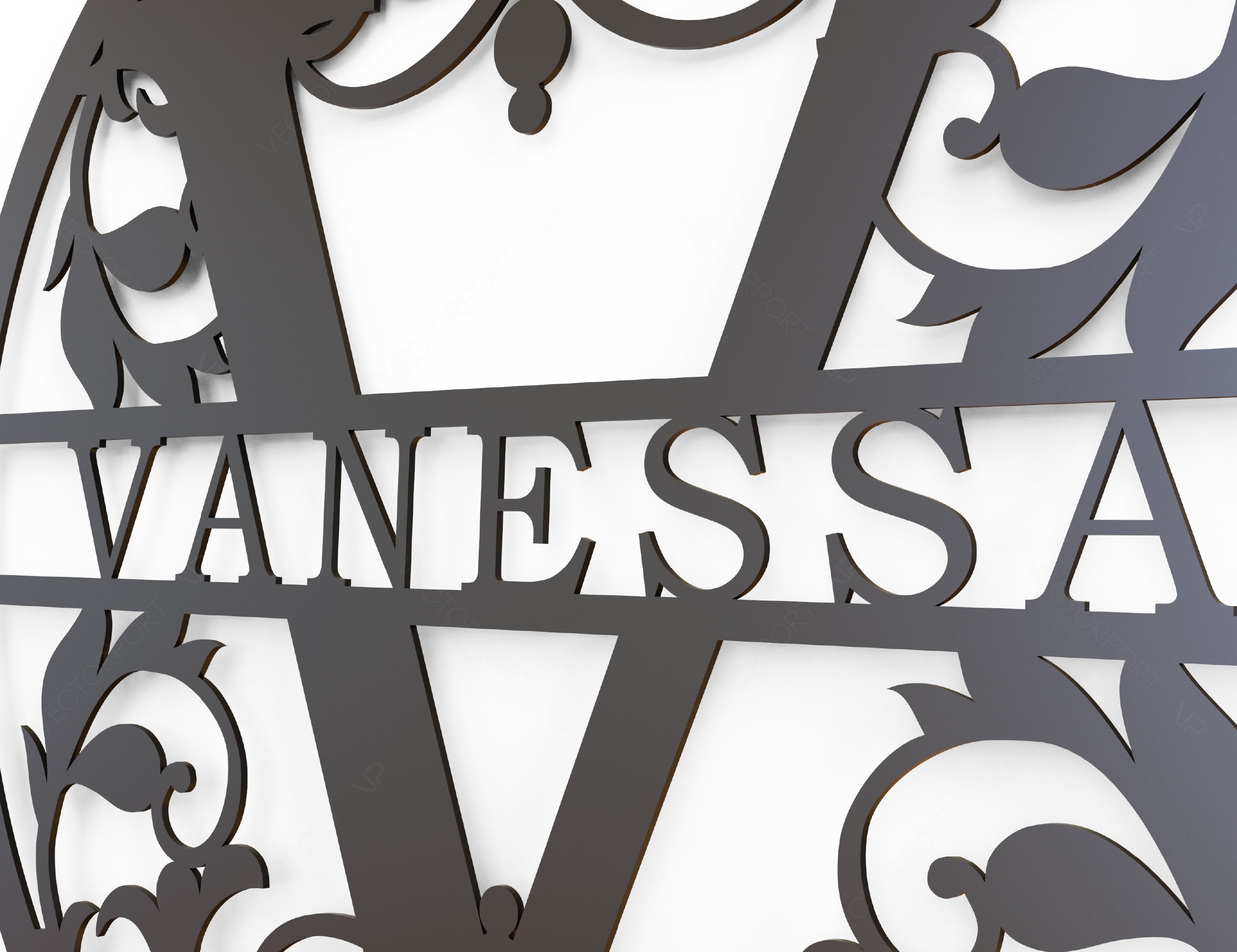 Floral Round Split Regal Monogram Alphabet Letters Laser Cut - Etsy